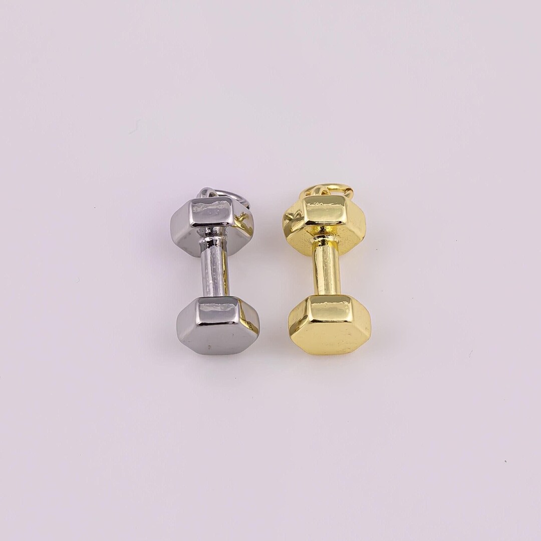 Dumbbell Charm 7x13mm Workout Exercise Dumb Bell Weights 22k Gold ...