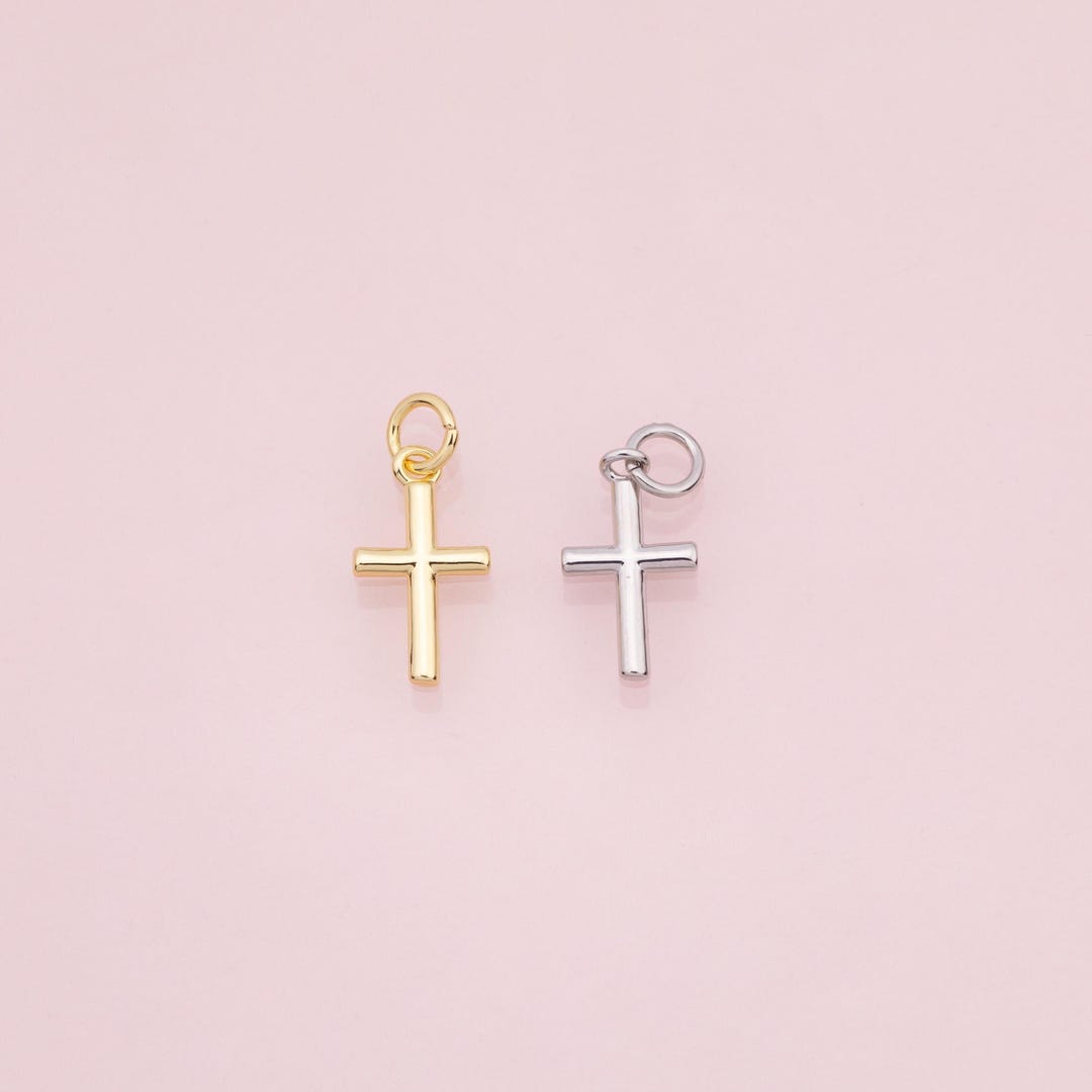 Plain Cross Charm 18K Gold Filled Silver for Charm Bar Bracelets and ...