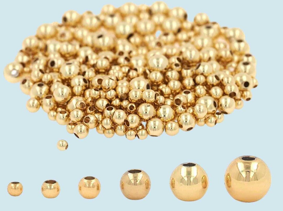 100pcs 18K Gold Filled Round Beads Spacer Beads for Bracelets Necklace ...