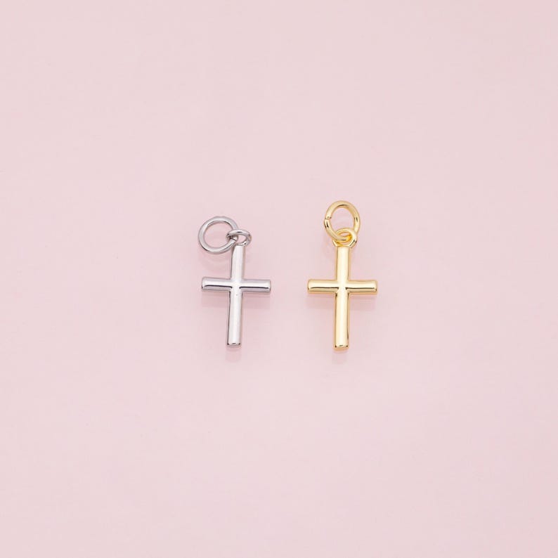 Plain Cross Charm 18K Gold Filled Silver for Charm Bar Bracelets and ...
