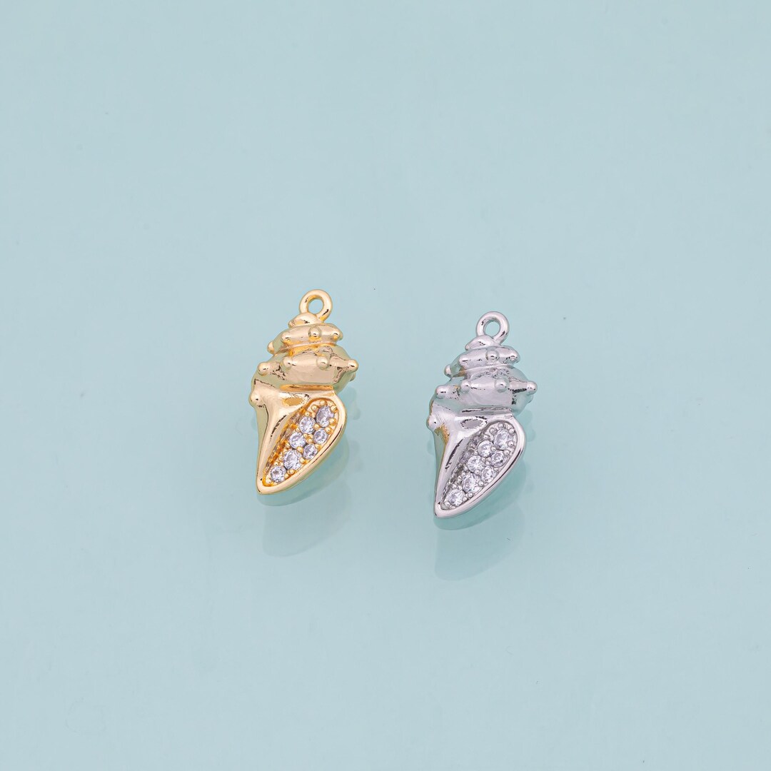Conch Shell Charm Sea Shell Charm 18K Gold Filled Bracelet Necklace ...