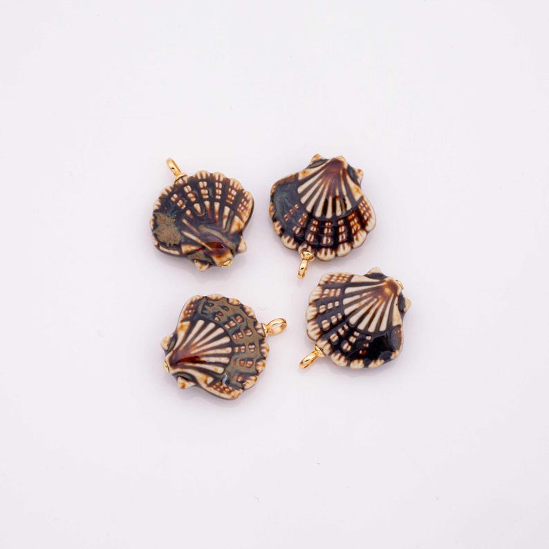 Ceramic Sea Shell Charm Colorful Ceramic Clam Oyster Shell Charms ...