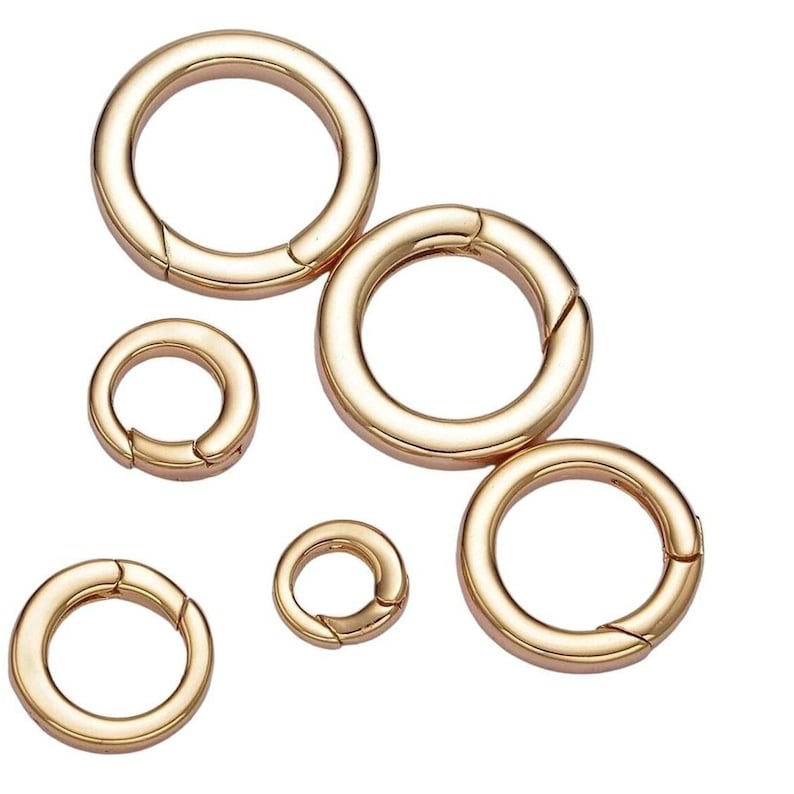 22k Gold Filled Push Gate Ring Carabiner Charm Holder Bail for Charm ...