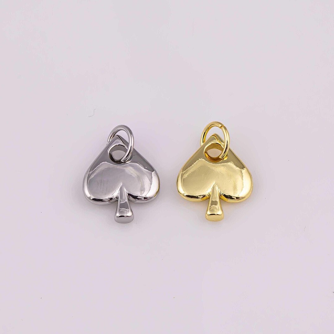 Spades Charm 18x12mm Ace of Spade 22k Gold Filled Silver Bracelet ...