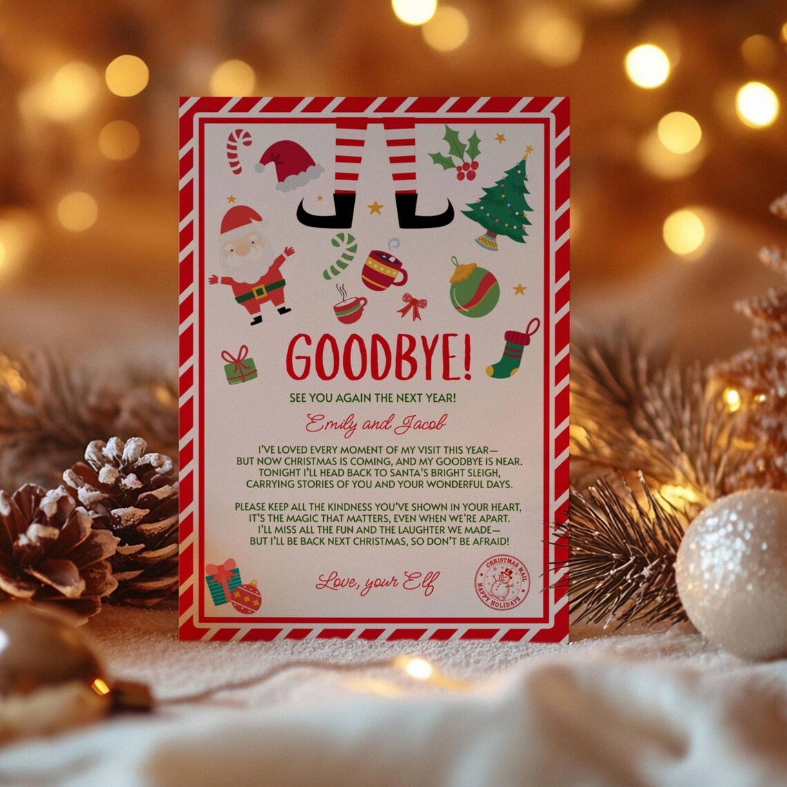Editable Elf on the Shelf Departure Letter, Christmas Santa Helper ...