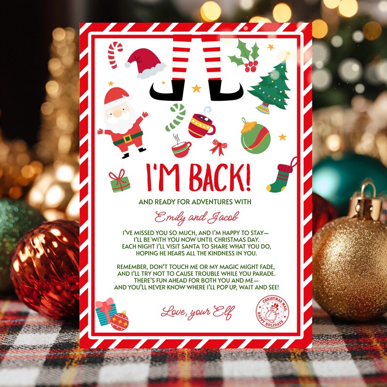 Editable Elf Arrival Letter, Christmas Santa Helper I'm Back, Xmas Kids ...