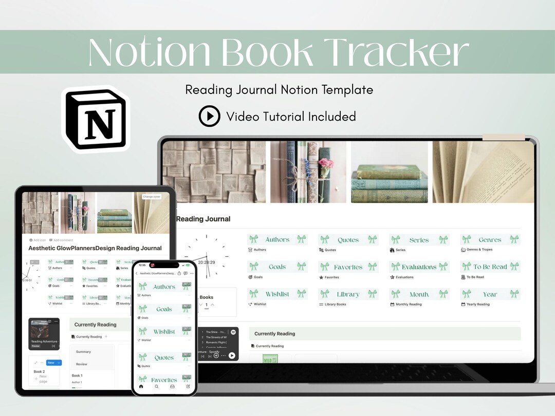 Notion Reading Journal Template Notion Planner Book Tracker Bookshelf Book Reviews Goal Reading ...