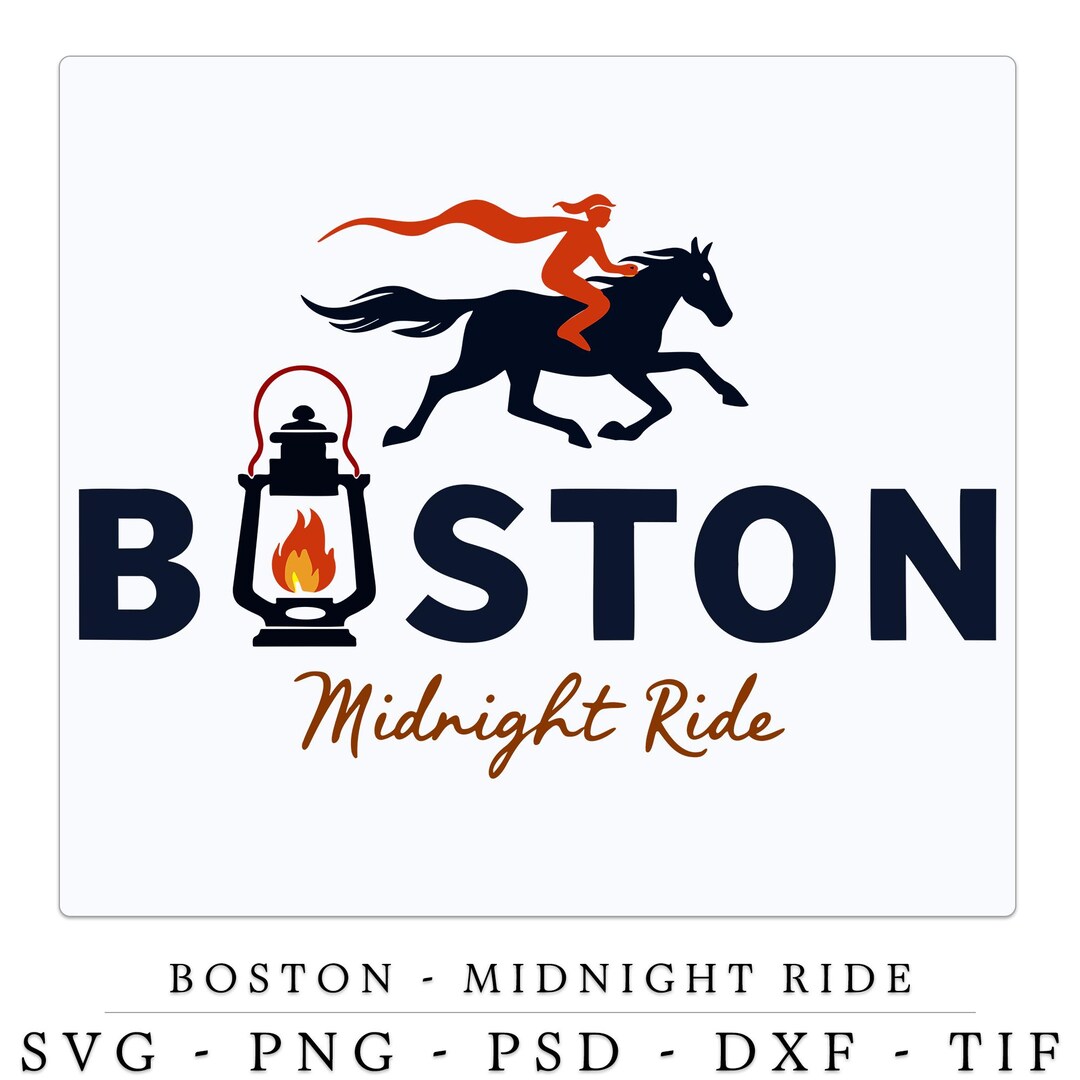 Boston "midnight Ride" Logo Svg, Png, Dxf, Psd, Tif Files for T-shirts ...