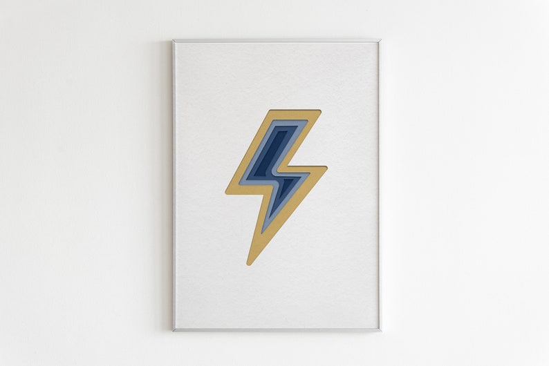 Printable Lightning Bolt Wall Art Blue, Kids Bedroom & Nursery Wall Art ...