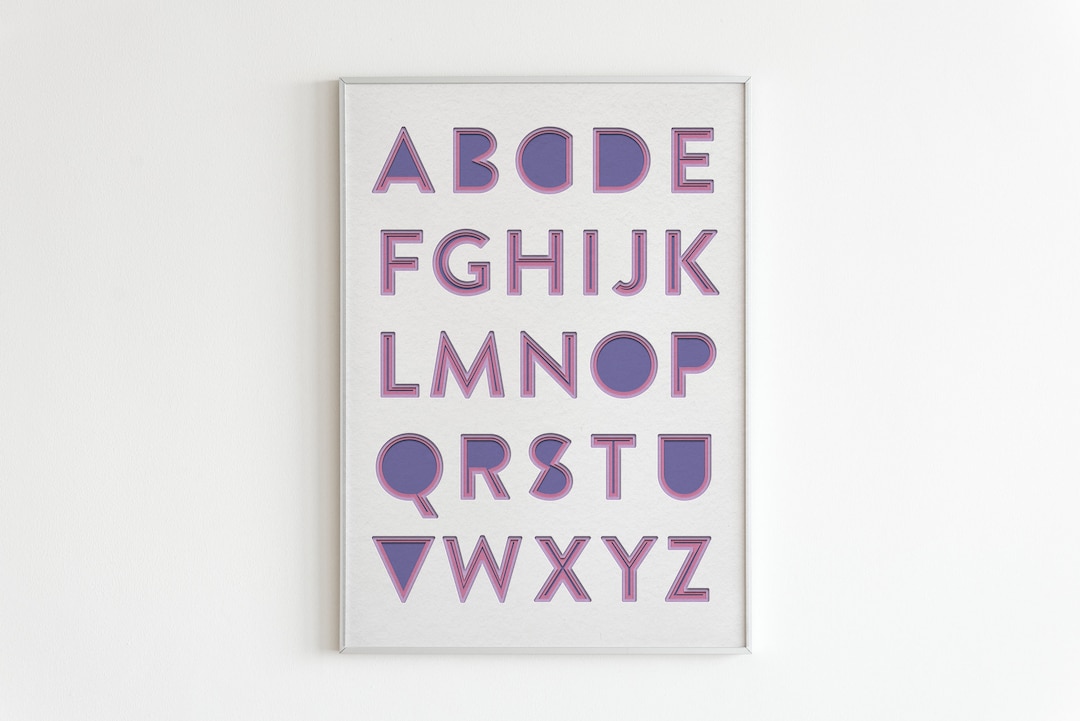 Printable Abc's Wall Art, Purple and Pink, Kids Bedroom & Nursery Wall ...