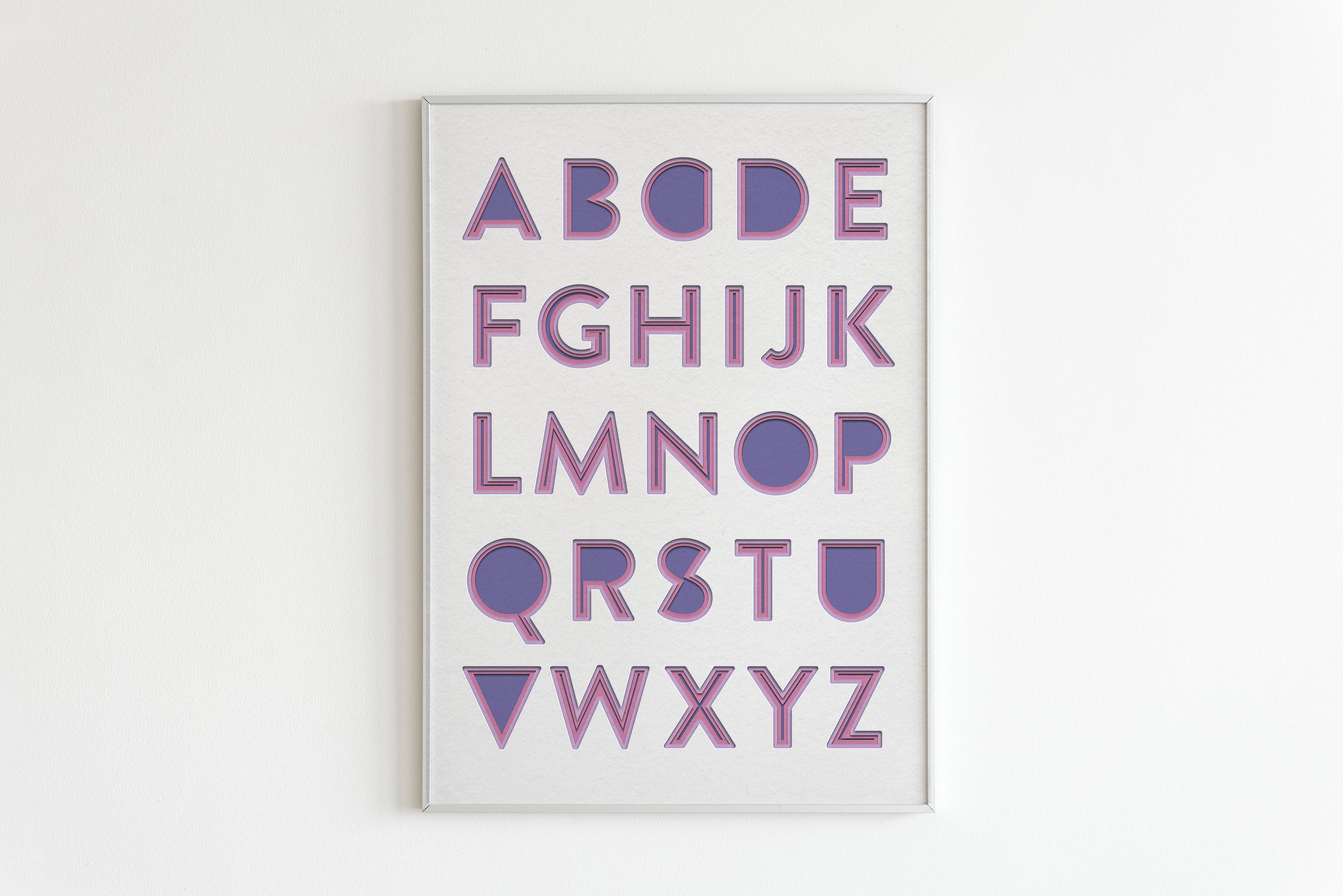 Printable Abc's Wall Art, Purple and Pink, Kids Bedroom & Nursery Wall ...