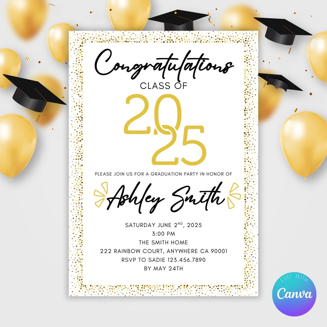 Editable Graduation Announcement Template | Graduation Party Invitation ...