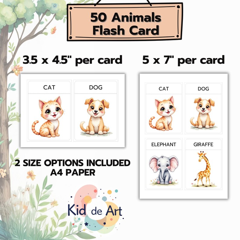 Animal Flash Cards for Kids | My First 50 Animal Words | Printable ...