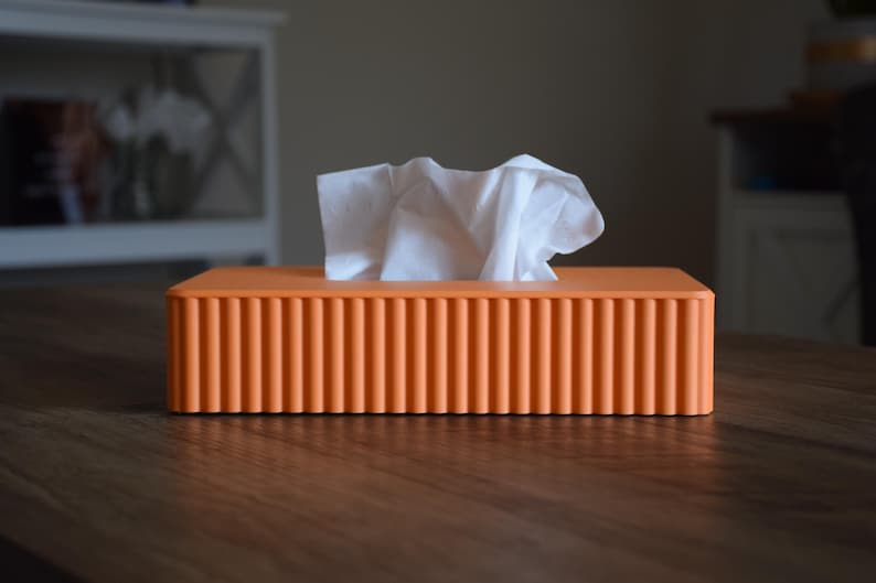 Modern Ribbed Tissue Box Cover: Home & Office Decor - Multiple Colors ...