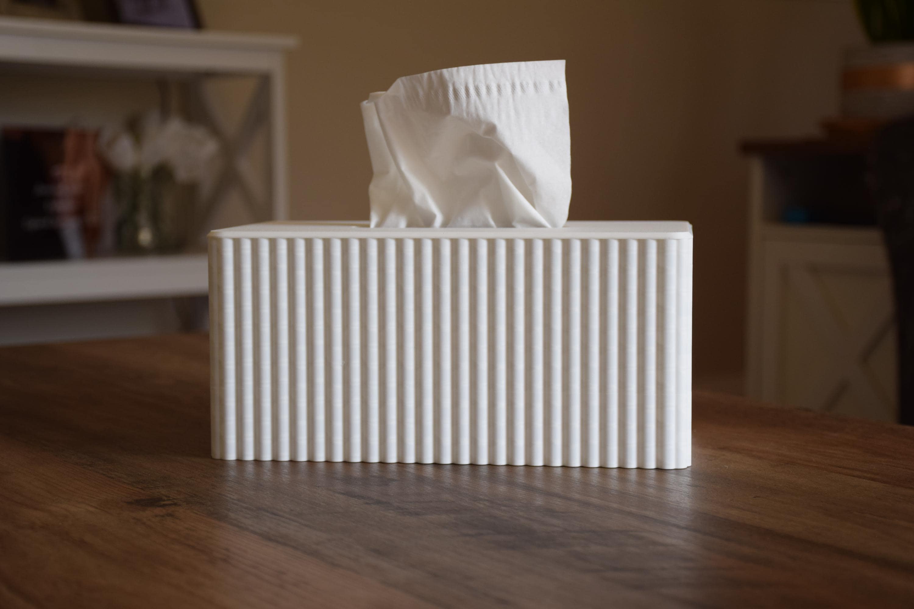 Modern Ribbed Tissue Box Cover: Home & Office Decor - Multiple Colors ...