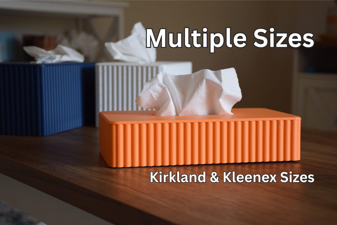 Modern Ribbed Tissue Box Cover: Home & Office Decor - Multiple Colors ...