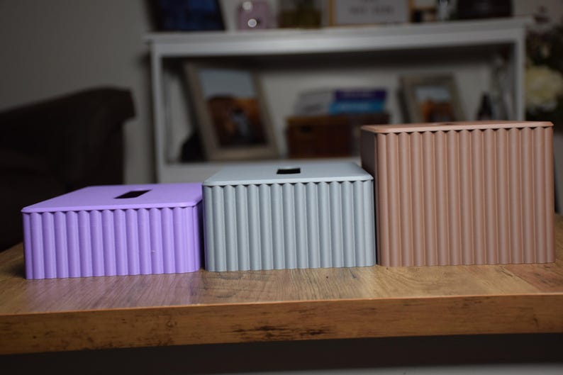 Modern Ribbed Tissue Box Cover: Home & Office Decor - Multiple Colors ...