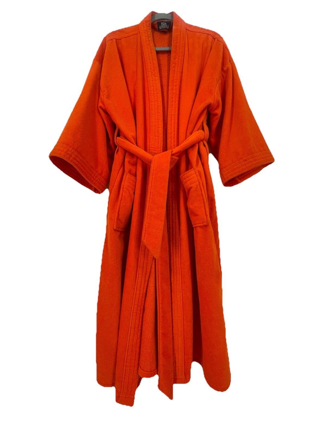 Vintage Orange Thick Cotton Terry Cloth Belted Robe Kimono Spa Lounge ...