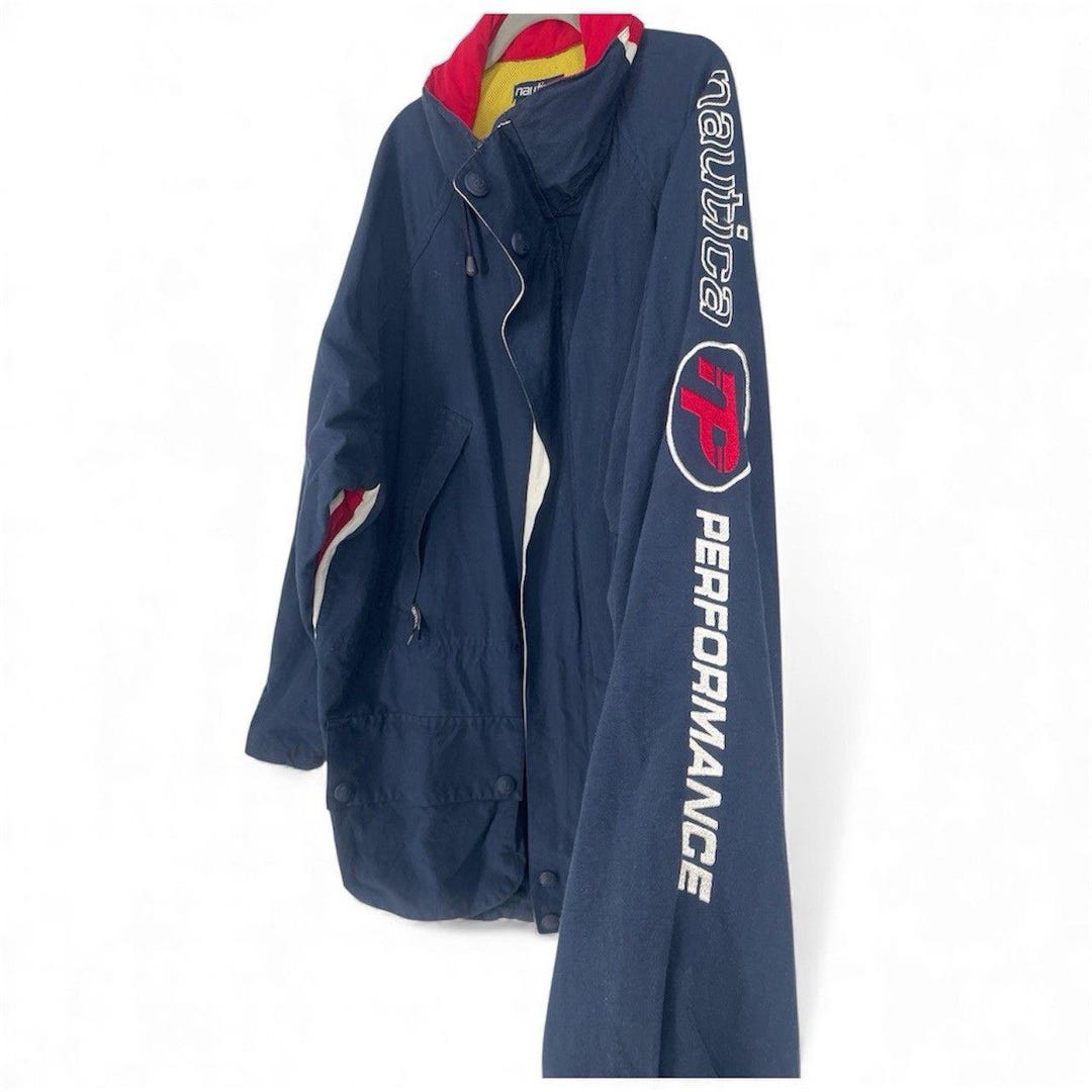 Vintage NAUTICA PERFORMANCE Embroidered Spell Out Sailing Jacket Coat ...
