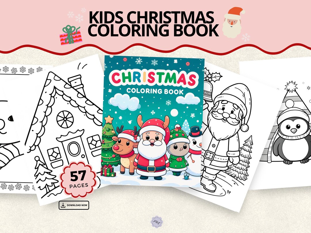 Kids Printable Christmas Coloring Activity Book, Holiday Kids Coloring ...