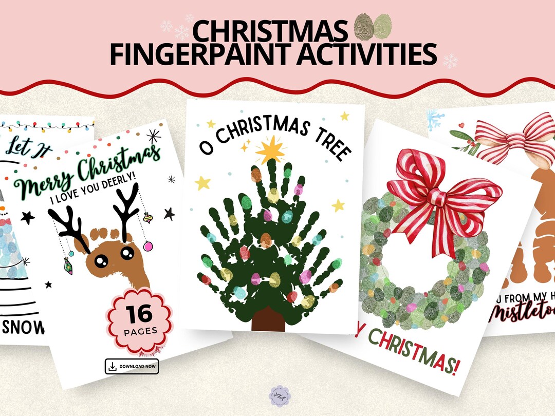Christmas Fingerpaint Activities for Kids, Festive Holiday Printable ...