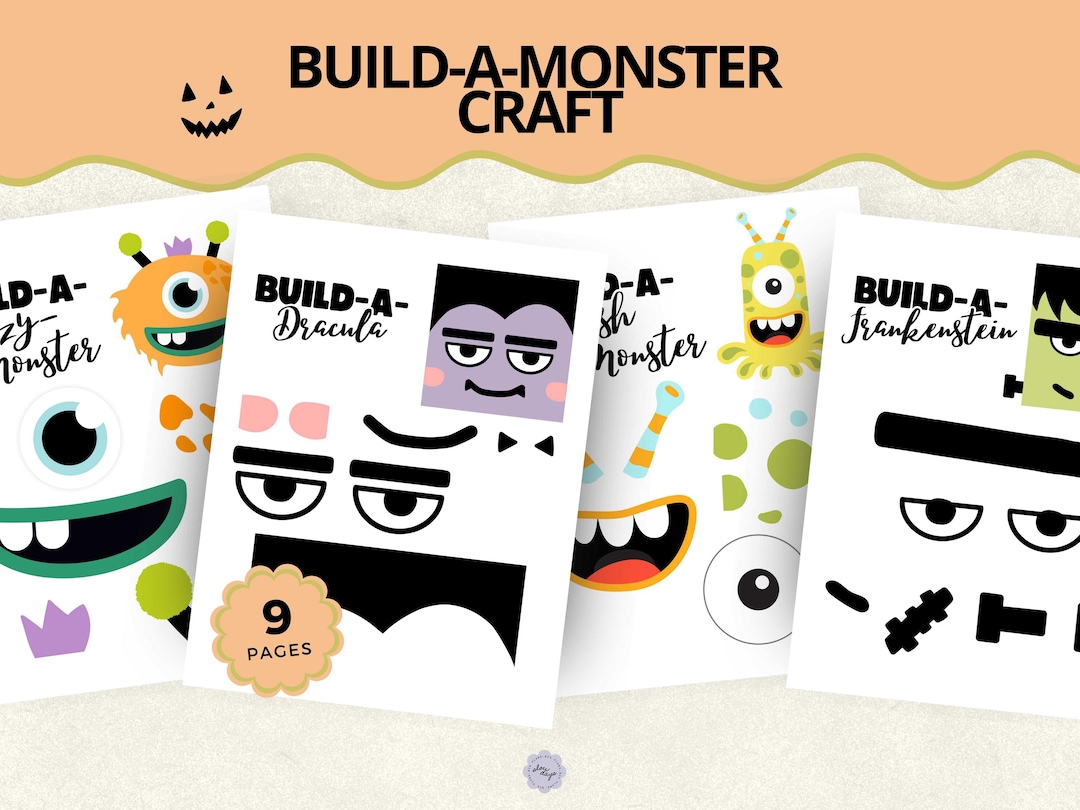 Halloween Build A Monster Printable Paper Craft Set | Frankenstein ...