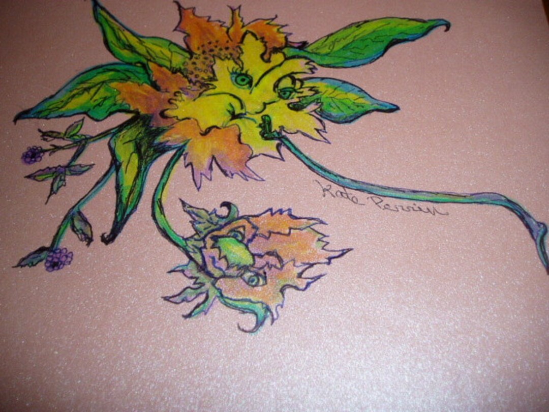 Original Halloween FLORAL CRITTERS Kate Perrin Unique Art - Etsy