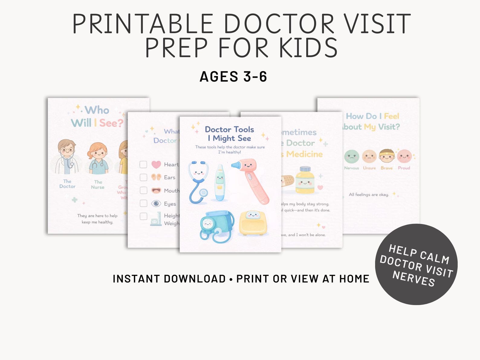 Doctor Visit Prep Printable | Kids Tools & Feelings Activity (ages 3-6 ...