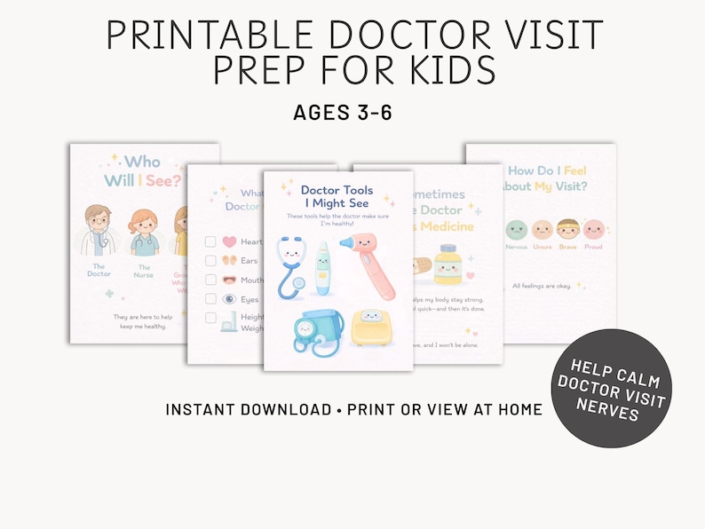 Doctor Visit Prep Printable | Kids Tools & Feelings Activity (ages 3-6 ...