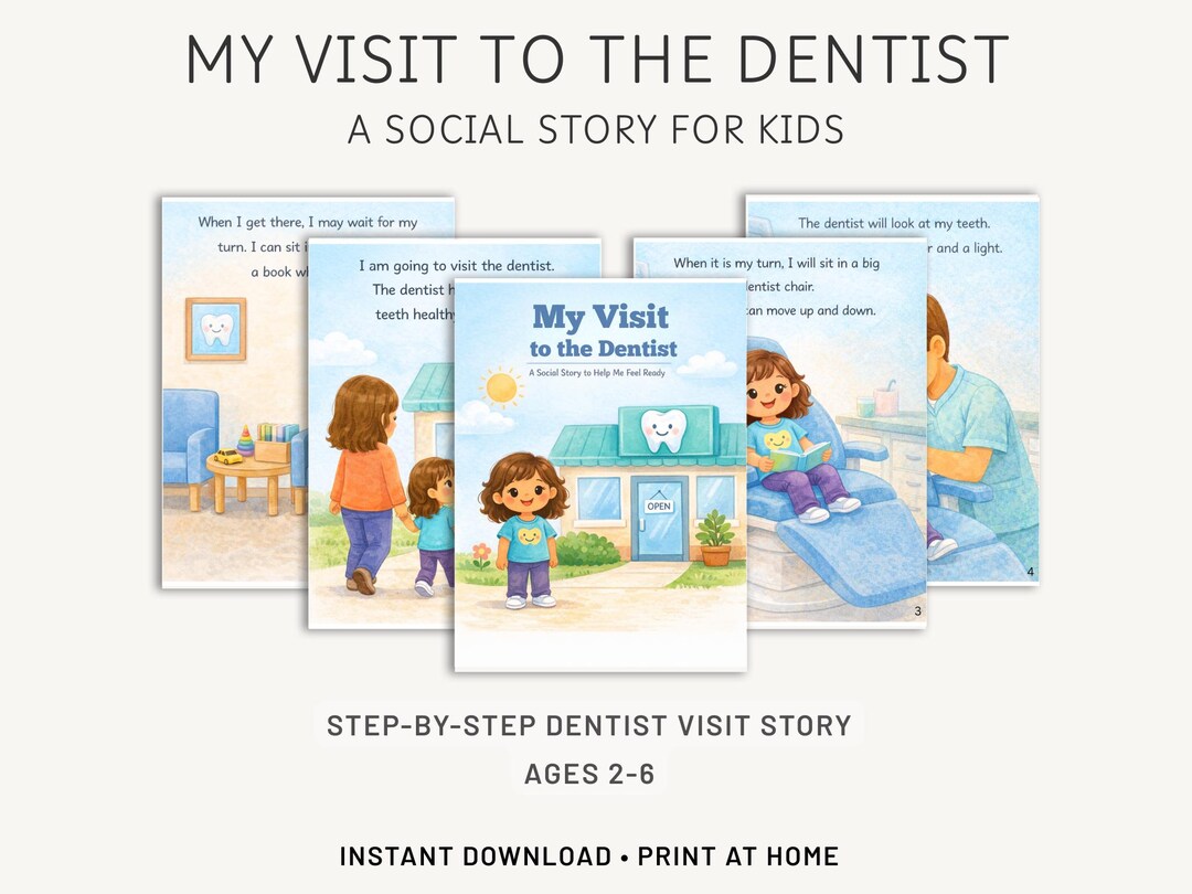 Dentist Social Story for Kids, First Dentist Visit Printable, Dental ...