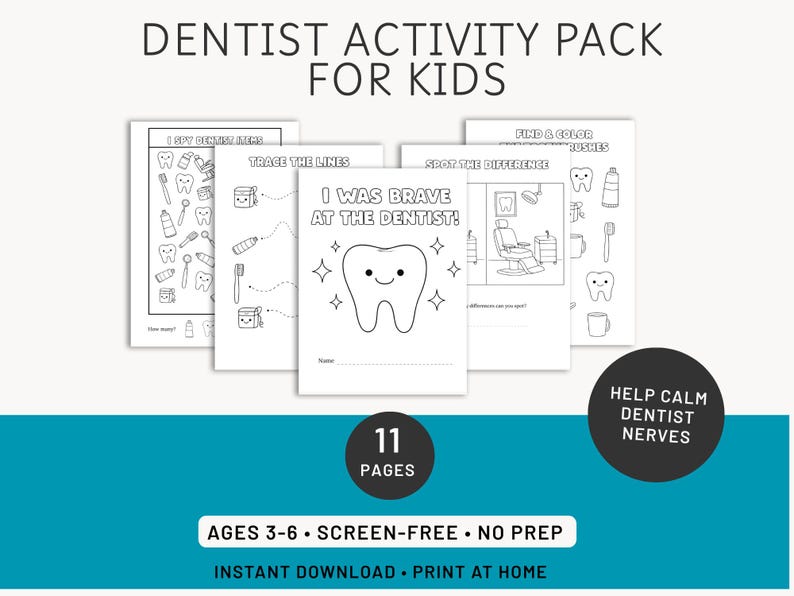 First Dentist Visit Activity Pack for Kids | Dentist Prep Printable ...