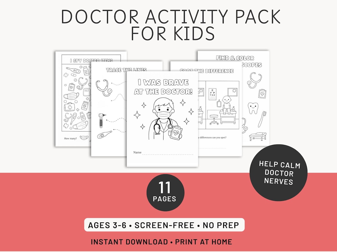 Doctor Visit Activity Pack for Kids | Ages 3-6, Waiting Room Games ...