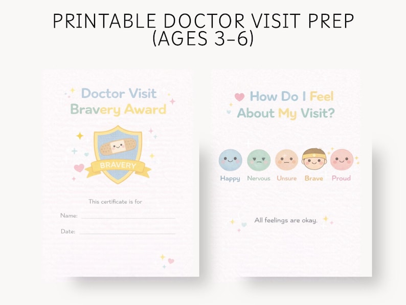 Doctor Visit Prep Printable | Kids Tools & Feelings Activity (ages 3-6 ...