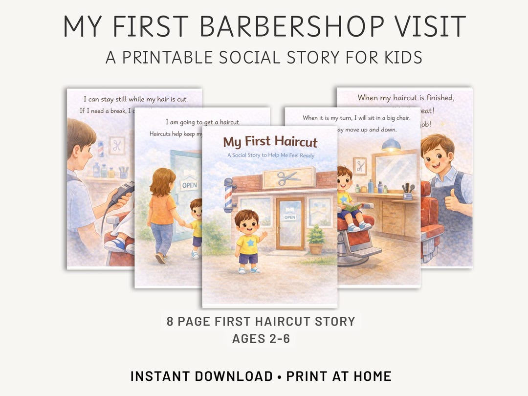 First Haircut Social Story Printable | Barbershop Visit Book for ...