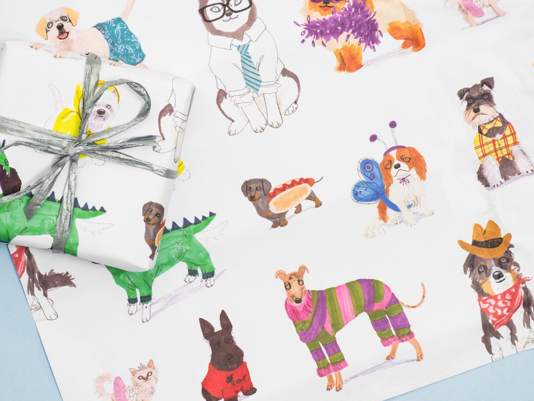 Dog Gift Wrap Doggy Dress-up Wrapping Paper Dogs in Costumes - Etsy