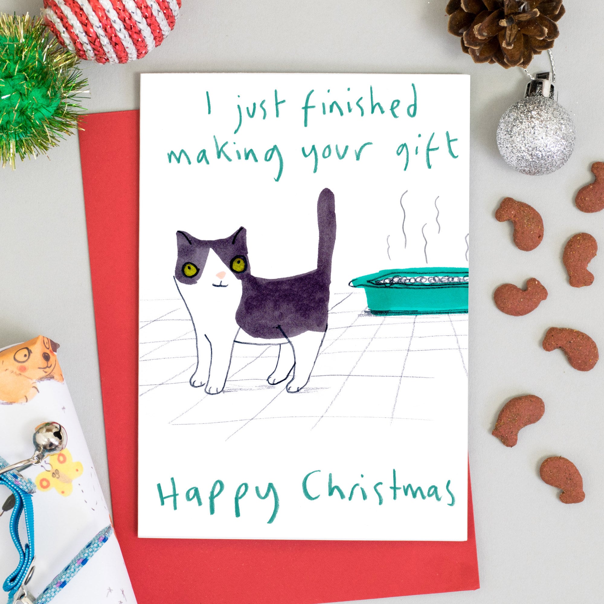 Cat Christmas Card Funny Holiday Card Cute Tuxido Cat - Etsy