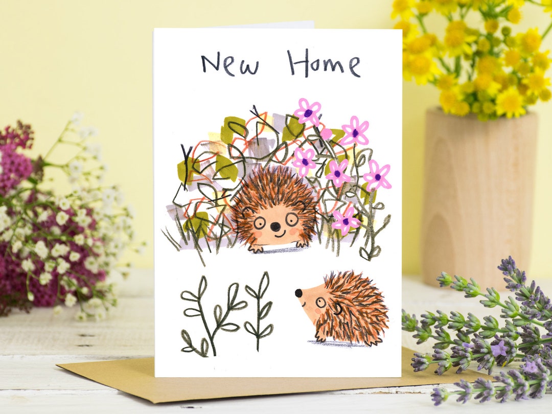 New Home Hedgehog Card, Garden Wildlife Greetings Card, Good Luck With ...