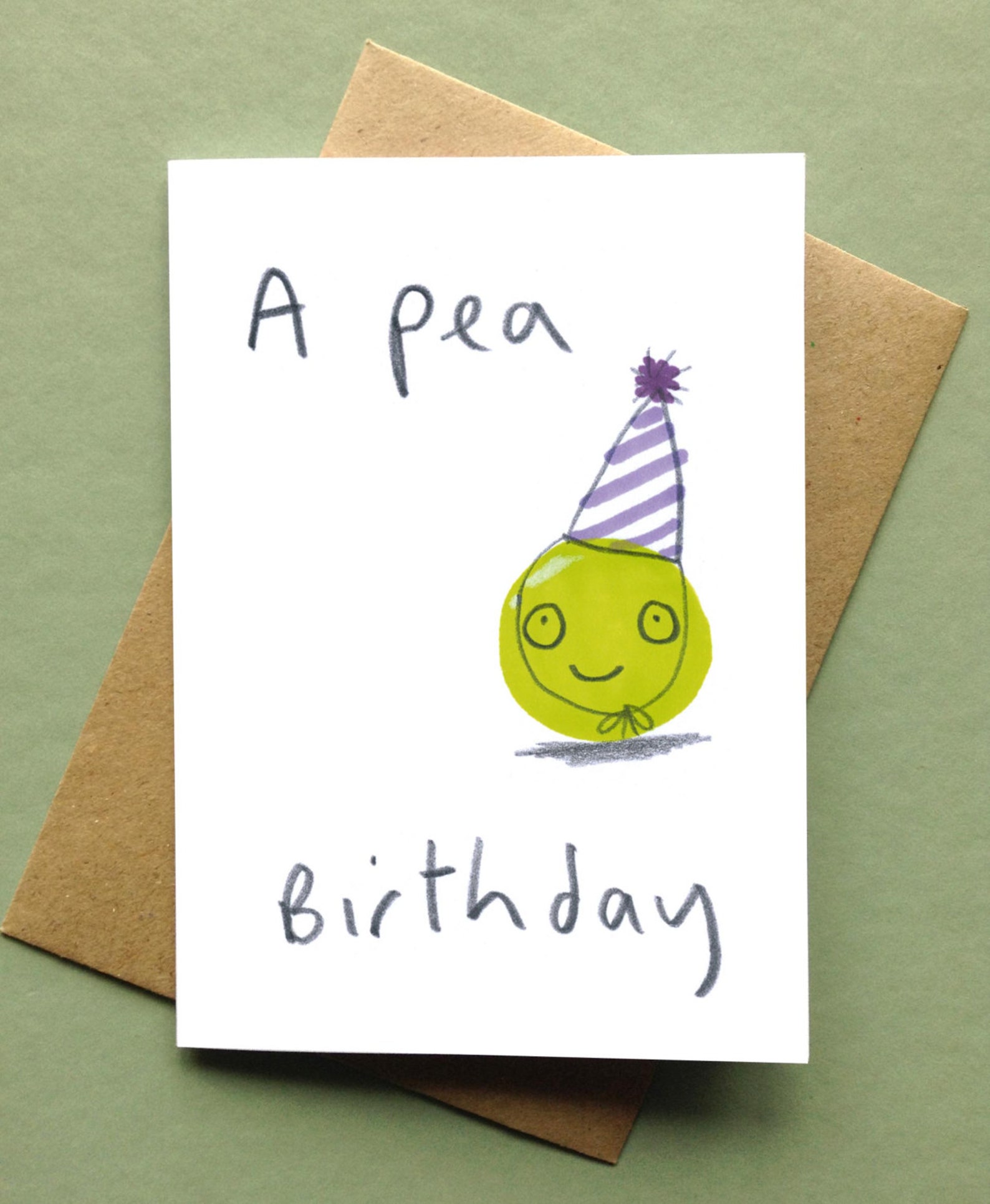 Happy Birthday Card 'A Pea Birthday' Green Vegetable - Etsy