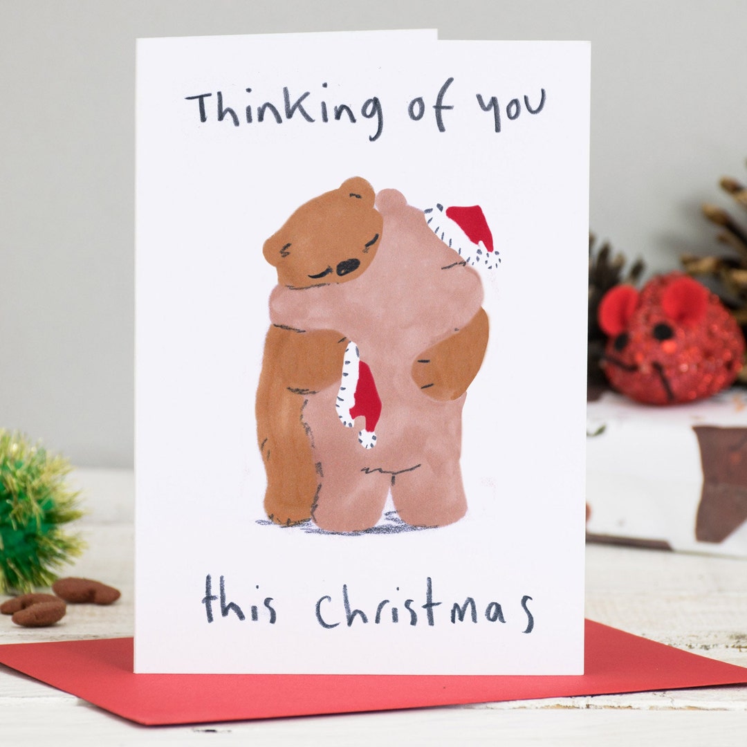 Thinking of You at Christmas Bear Hug Christmas Card Sympathy Grief ...