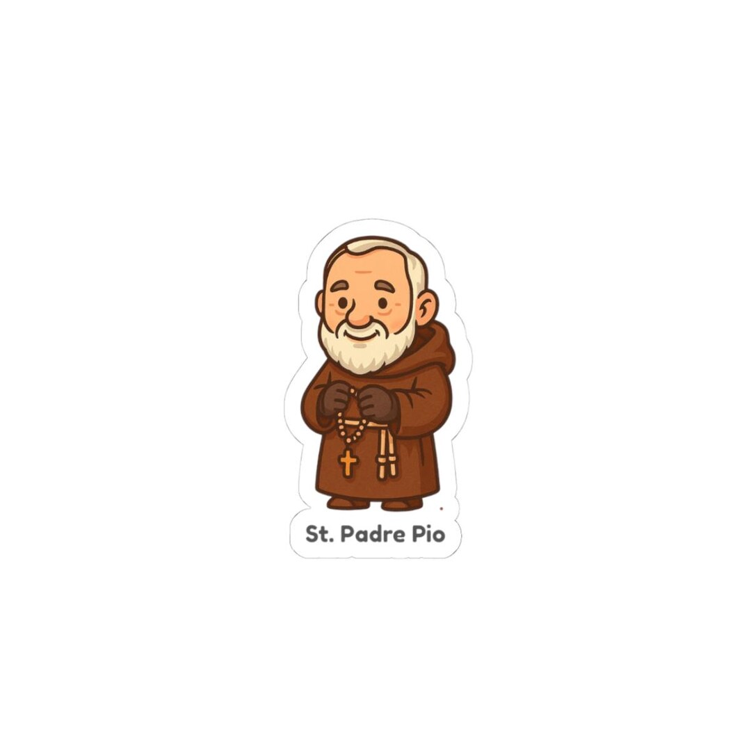 St. Padre Pio Sticker - Catholic Cartoon Saint Vinyl Sticker | Cute ...