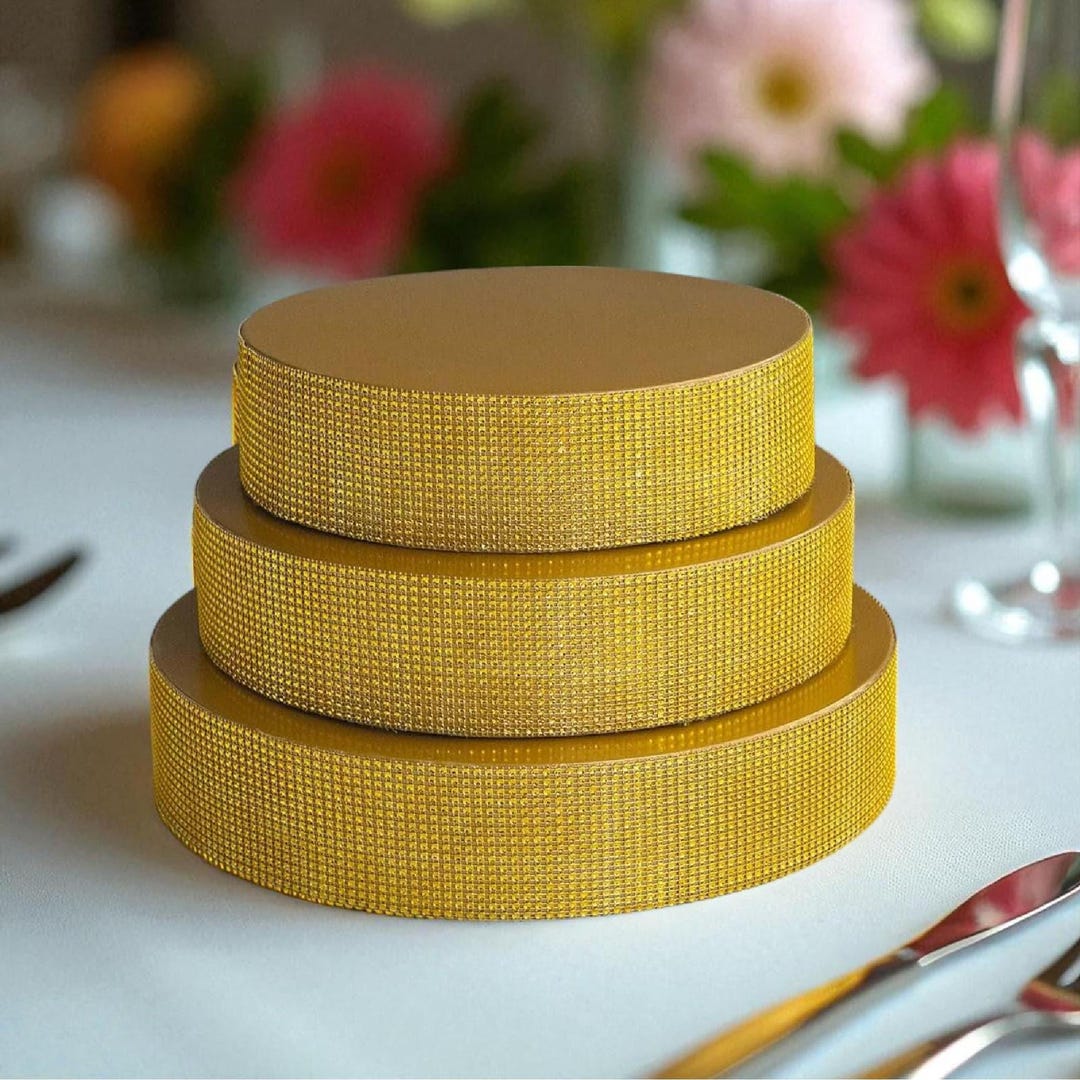 Gold Rhinestone Cake Stands: Wedding Dessert Centerpiece, Set of 3 - Etsy