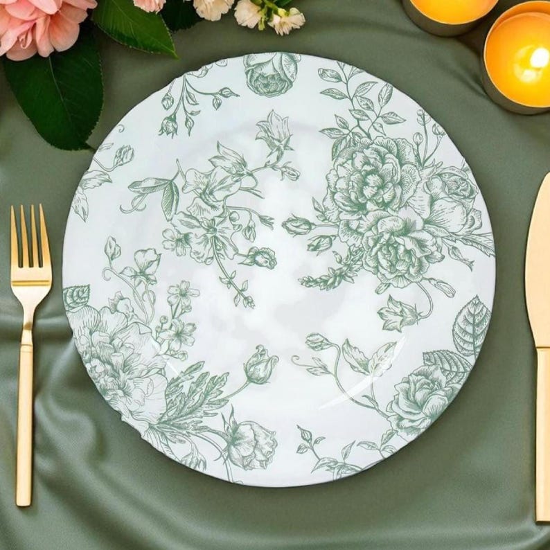 French Toile Dinner Charger Plates - Set of 6 - Elegant Table Decor - Etsy