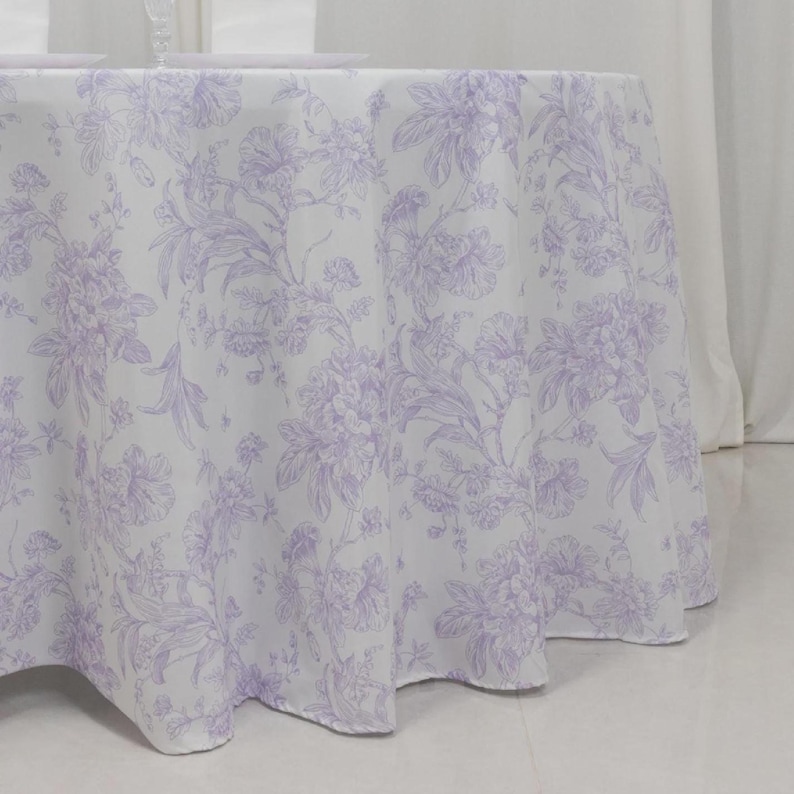 Pink French Toile Round Tablecloth: Floral Table Linen for Tea Party - Etsy