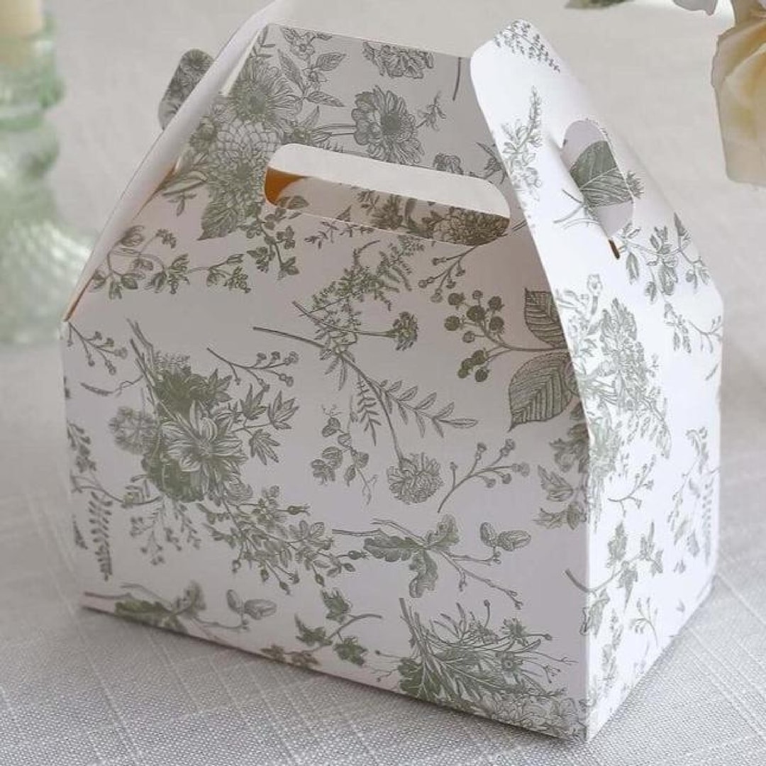 Sage Floral Gable Boxes - French Toile Party Favor Boxes - Set of 25 - Etsy
