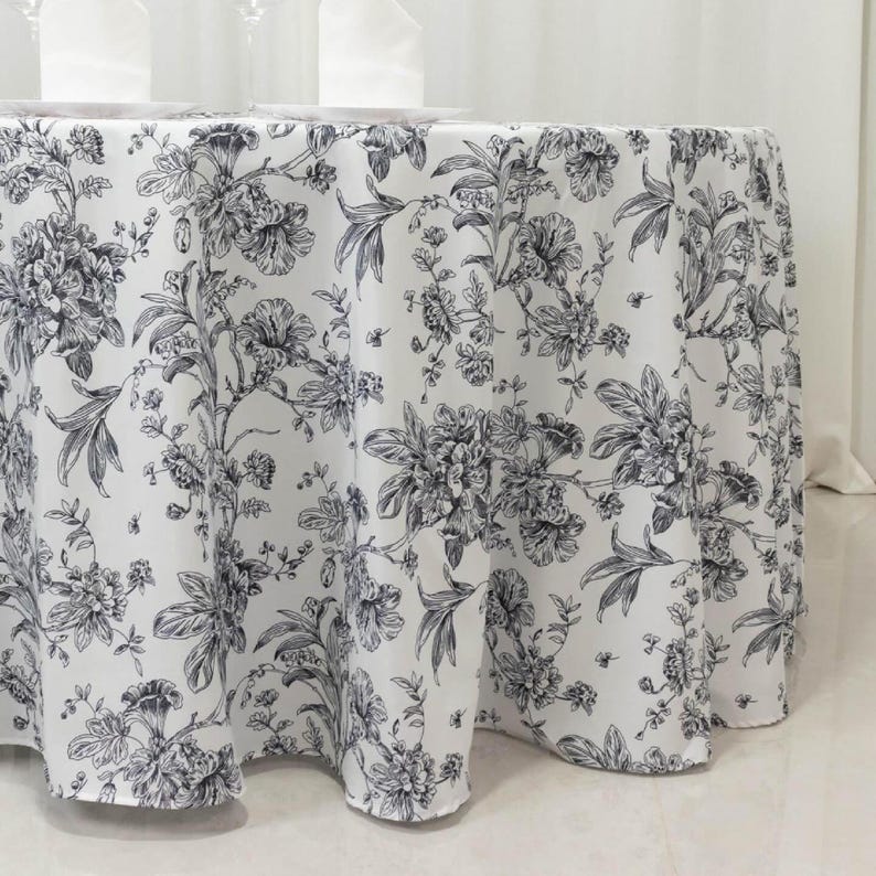 Pink French Toile Round Tablecloth: Floral Table Linen for Tea Party - Etsy