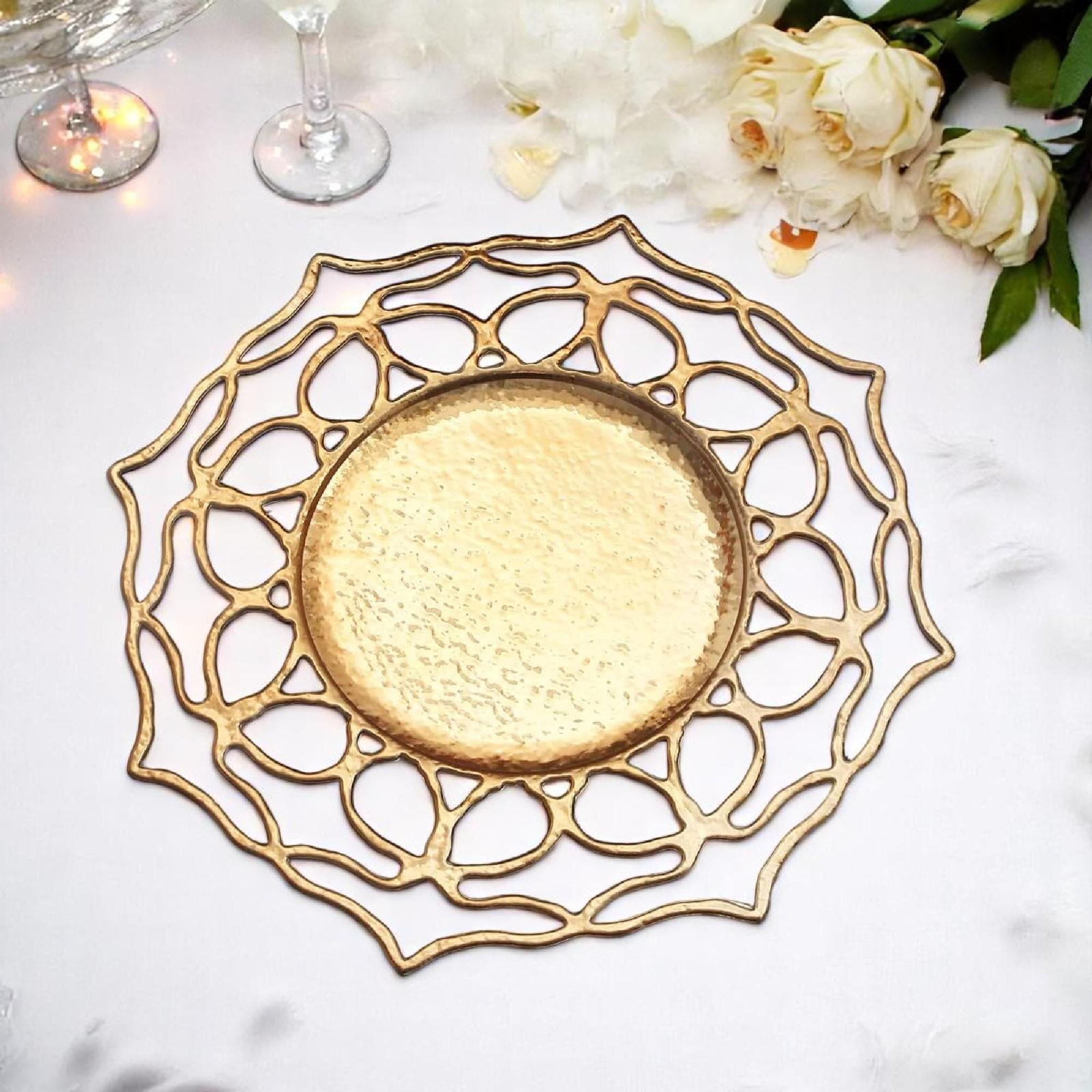 Gold Floral Cutout Charger Plates - Acrylic Dinnerware - Set of 6 - Etsy