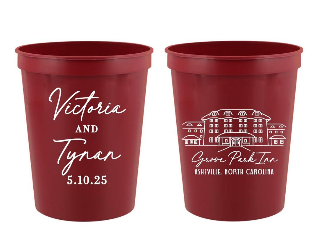 Custom Venue Illustration Wedding Cups | Custom Personalized Stadium ...