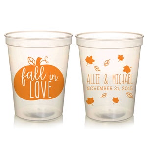 Fall Wedding Favors - Fall in Love Rustic Personalized Wedding Cups ...