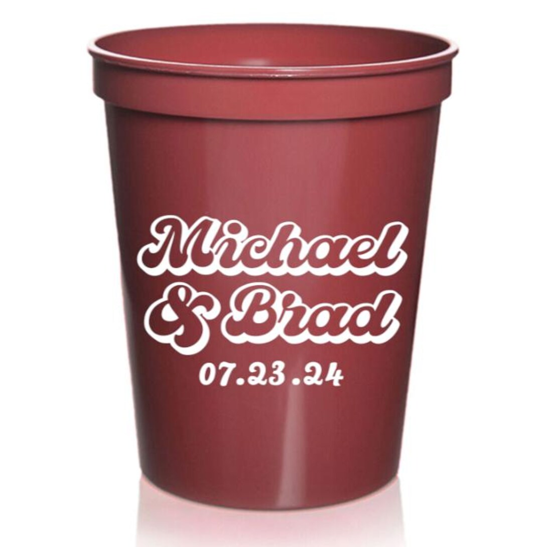 Retro Wedding Party Cups | Modern Wedding Favors | Personalized Wedding ...