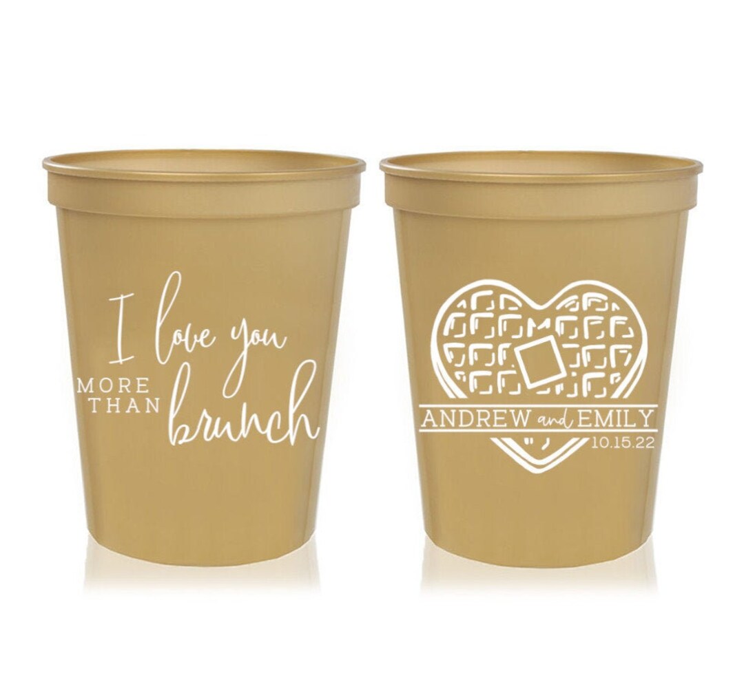 Personalized Brunch Wedding Cups: Waffle Design, Morning Wedding Favors ...